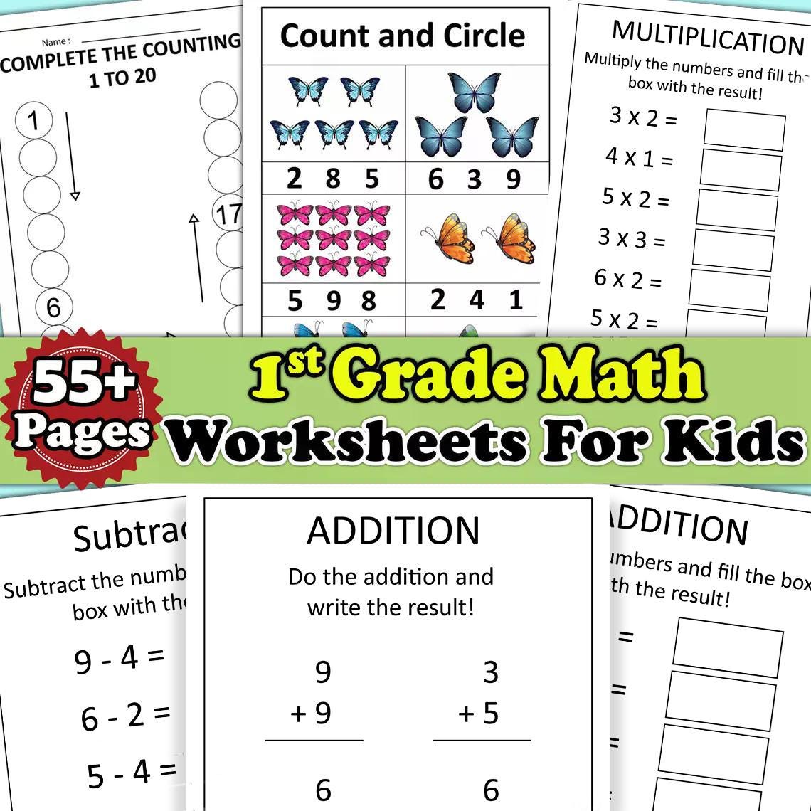 1st Grade Math Worksheets 58 Page | Comprehensive Kids Math Practice ...