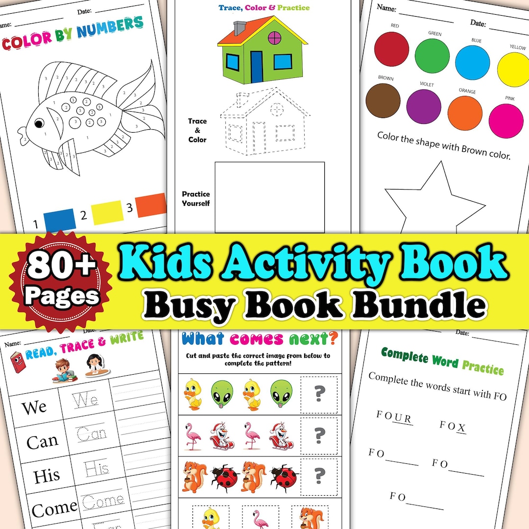 80+ Kids Activity Books | Kids Busy Book Bundle Coloring Pages for Kids ...