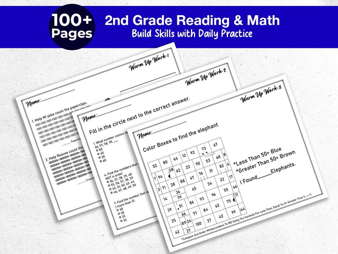 2nd Grade Math & Reading Worksheets | Number Sense, Measurement, Data ...