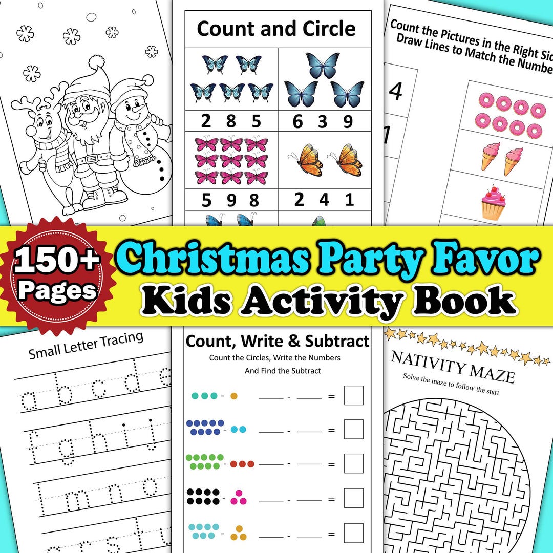150 Printable Christmas Party Activity Pages for Kids Coloring ...