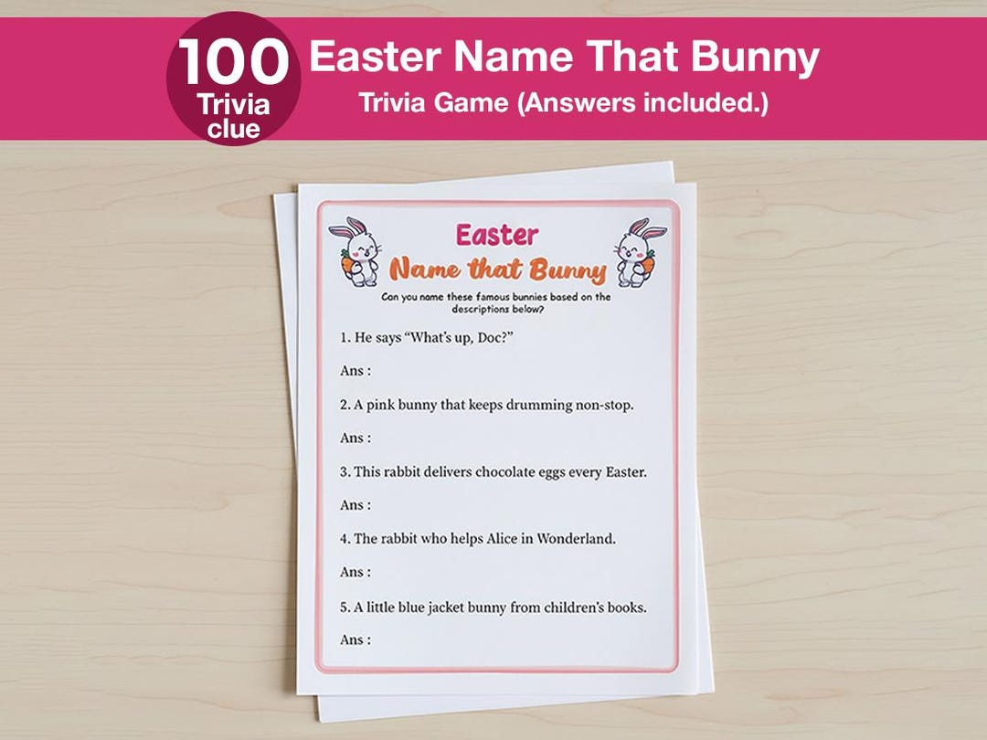 Easter Bunny Trivia Game Printable | Name That Bunny Quiz | Easter ...