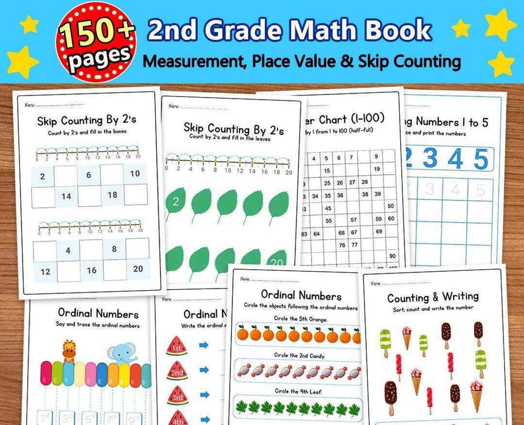 2nd Grade Math Worksheets 152 Pages | Measurement, Place Value & Skip ...