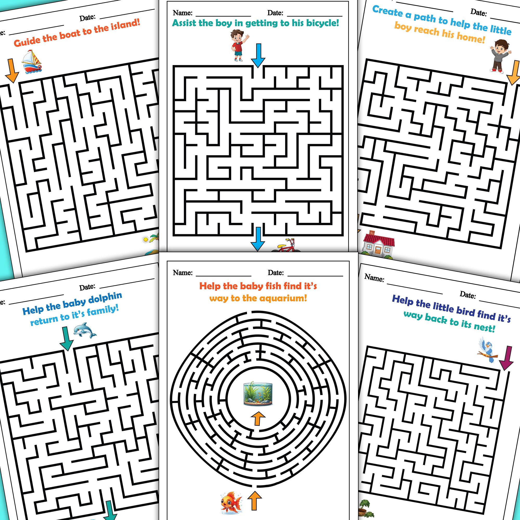 33 Labyrinth Easy Mazes | Labyrinth Activity Book | Kids Puzzle Maze ...