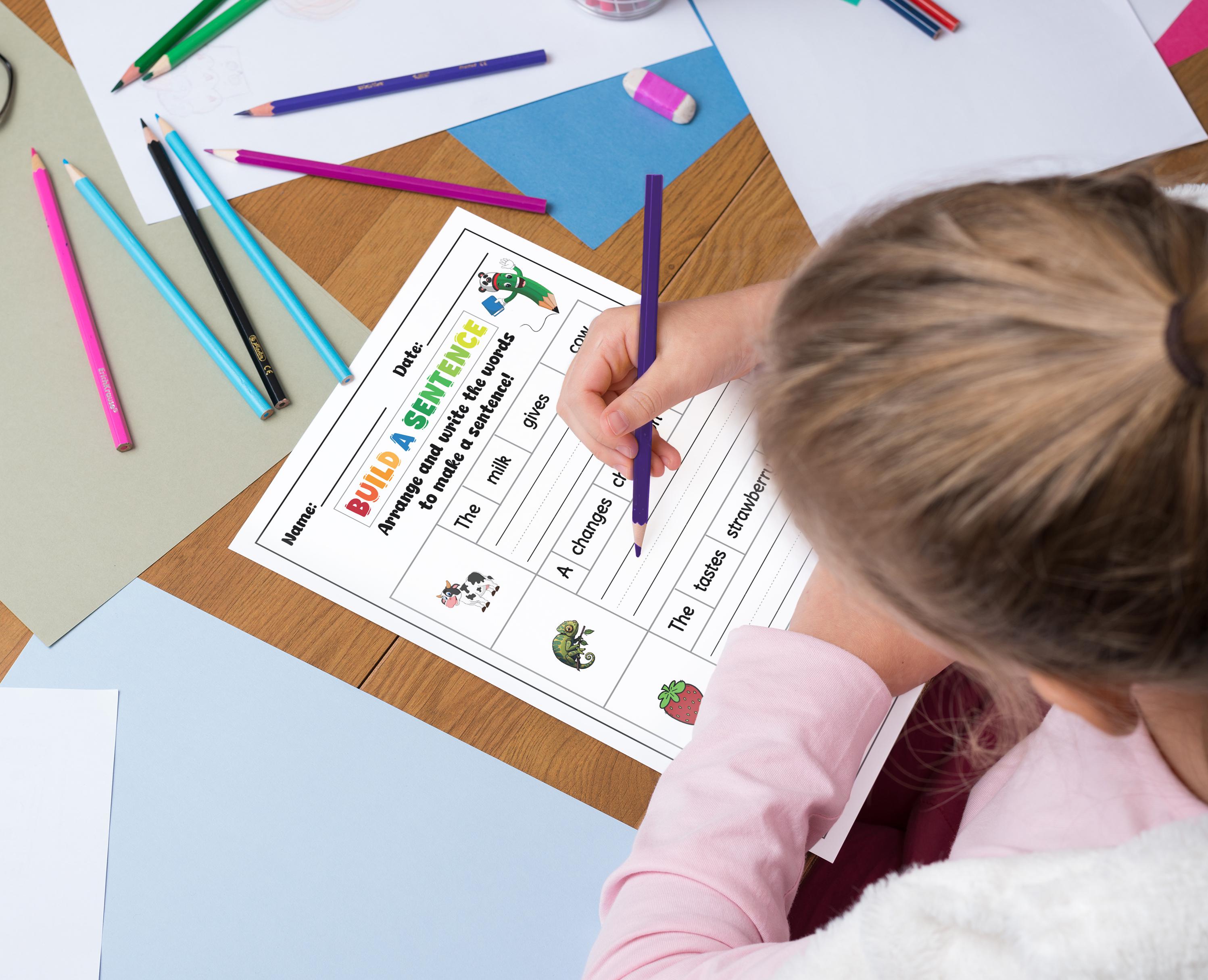 160 Sentence Making Worksheets, Printable Build the Sentences Writing ...