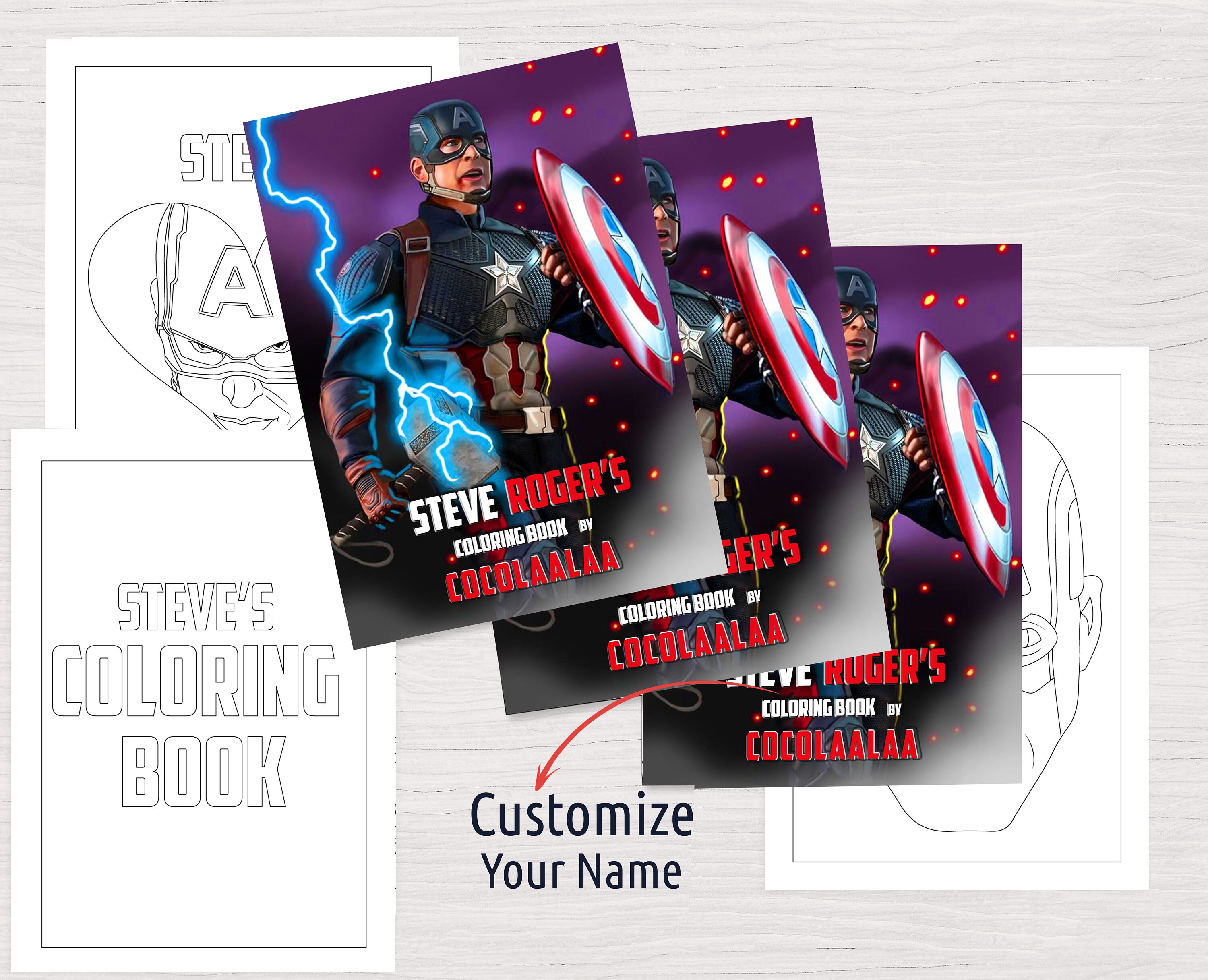 Personalized Captain America Coloring Pages | 44 Pages Superhero Kids ...