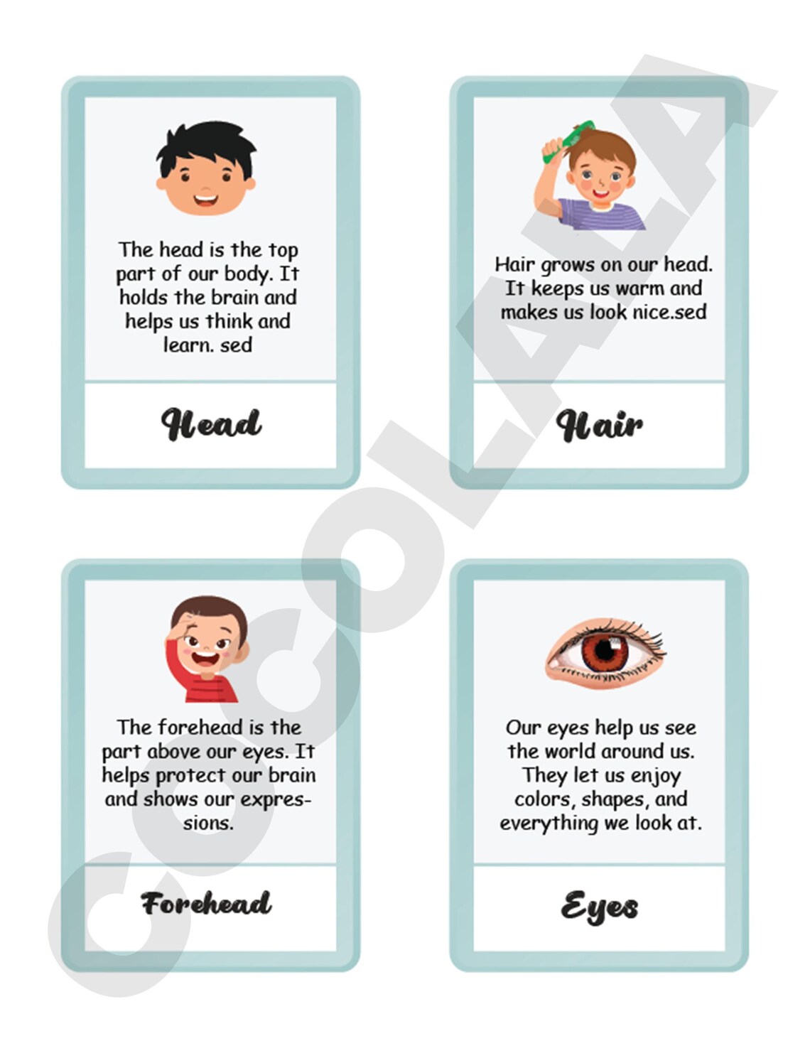 26 Cards Body Parts Flashcards Printable | Montessori Anatomy Busy Book ...