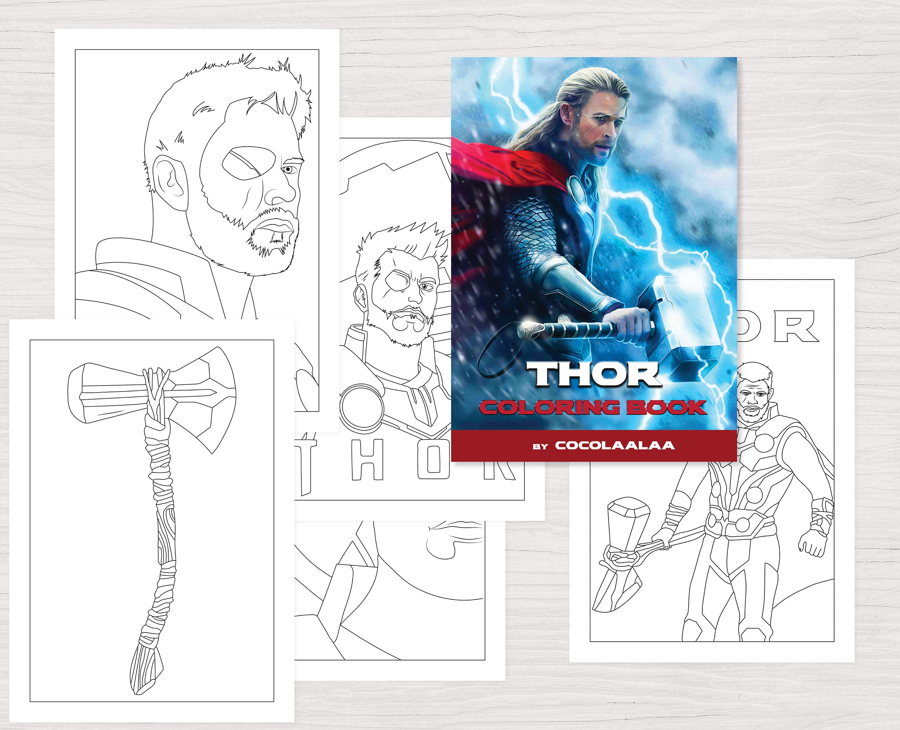 Thor 42 Pages Kids Coloring Book | Printable Children's Superhero ...