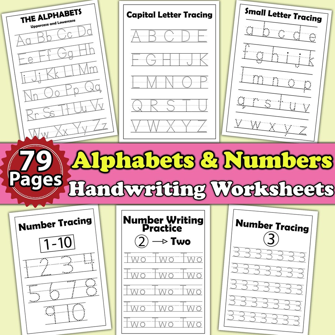 79 Alphabets & Numbers Practice Worksheets | Printable Preschool ...