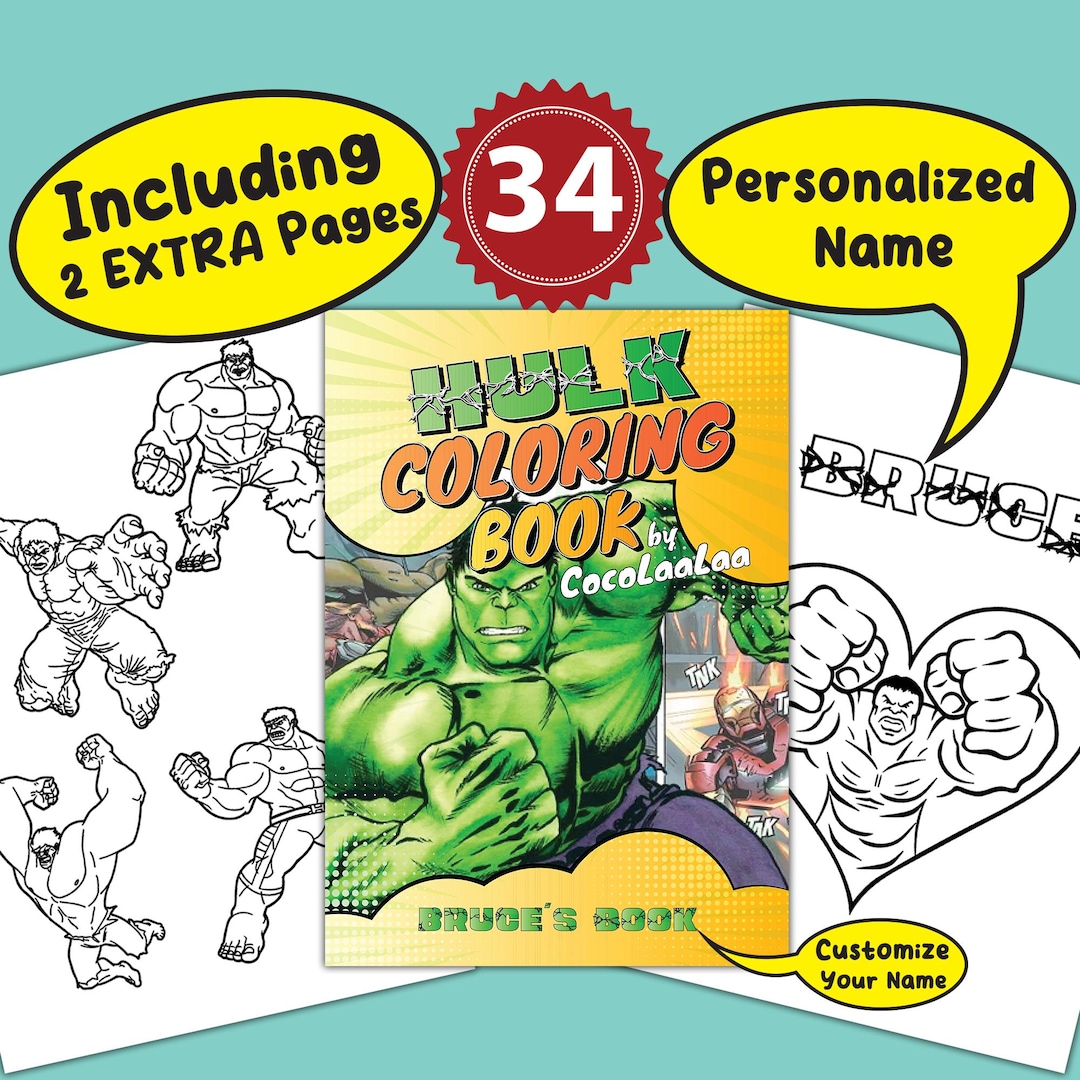 Personalized Hulk Coloring Pages 34 Pages Superhero Hulk Kids Coloring ...