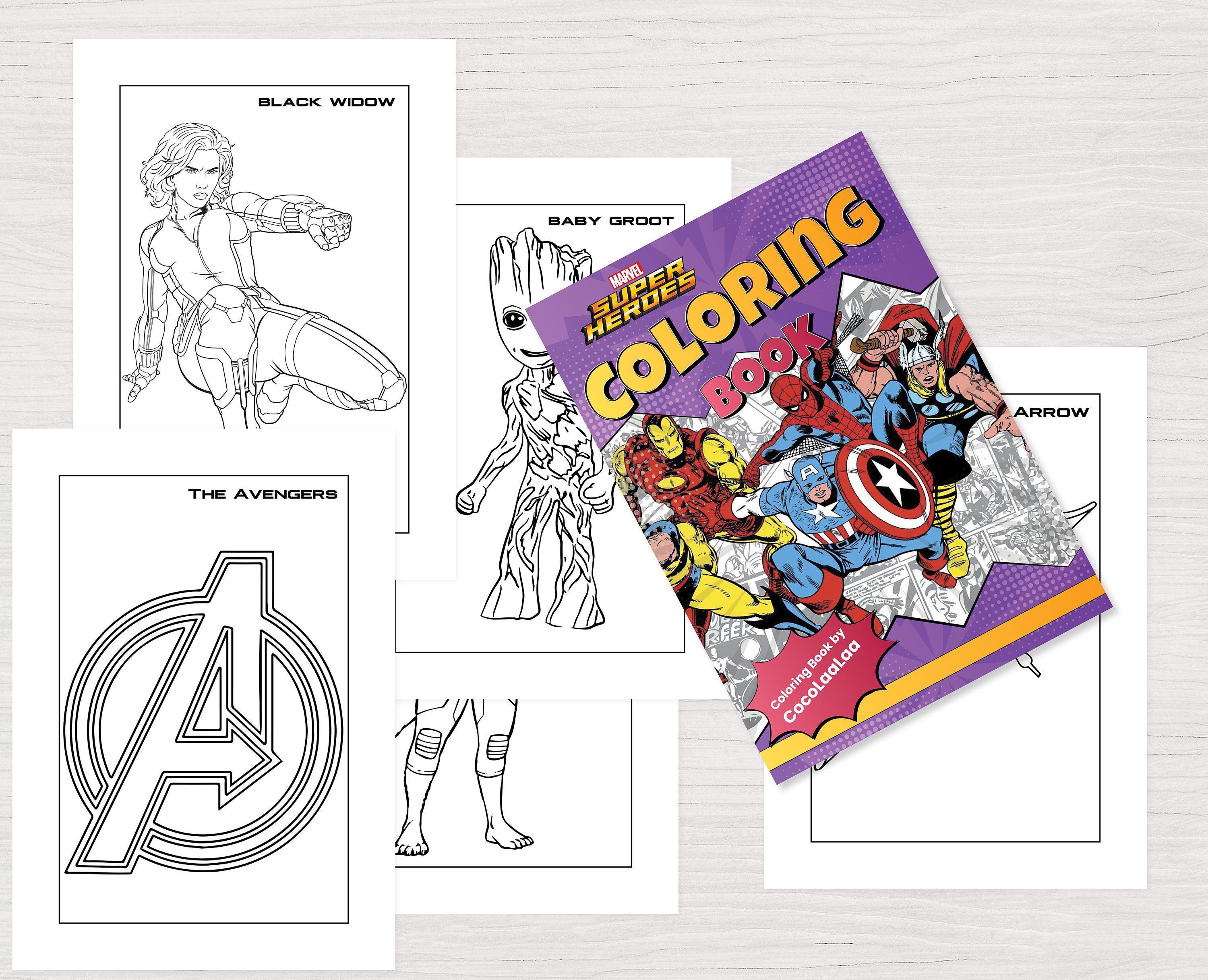 Marvel Superheroes 52 Pages Kids Coloring Book Printable Children's ...