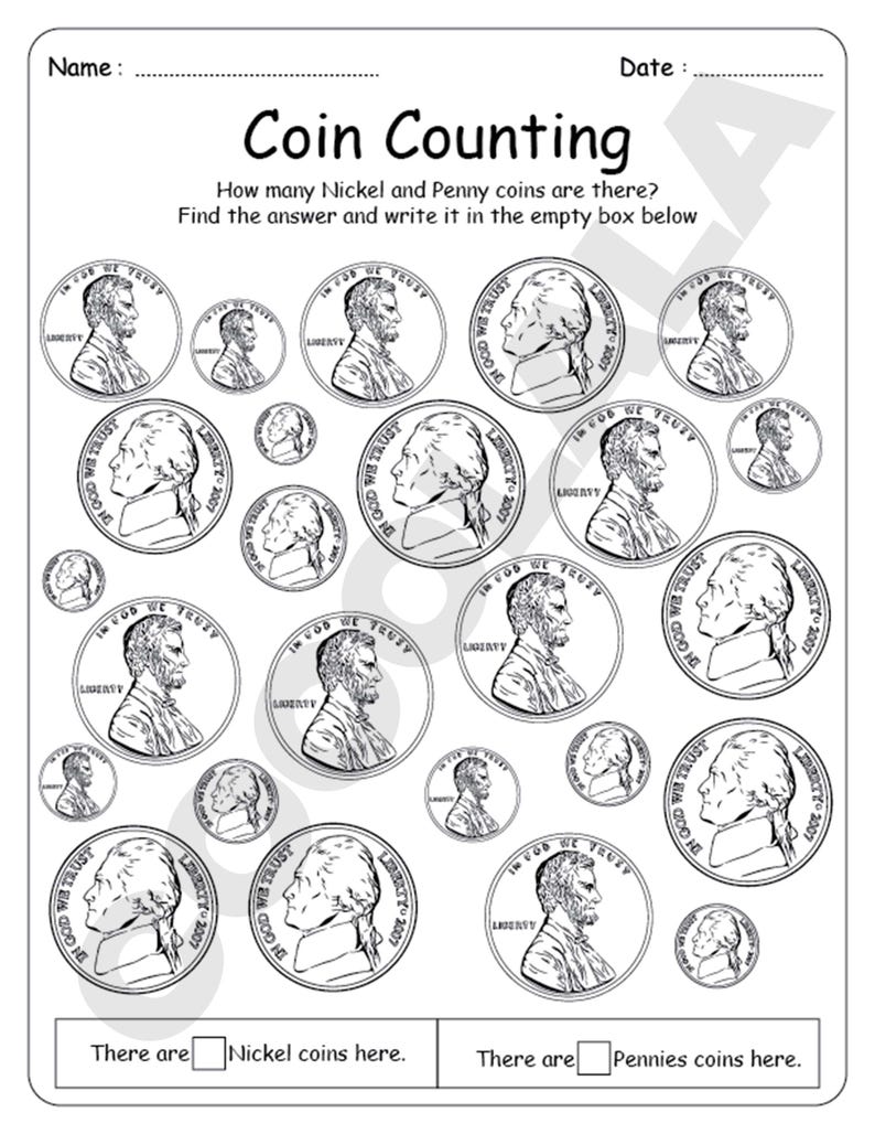 Printable Coin Worksheets for Kids | U.S. Coin Recognition and Counting ...