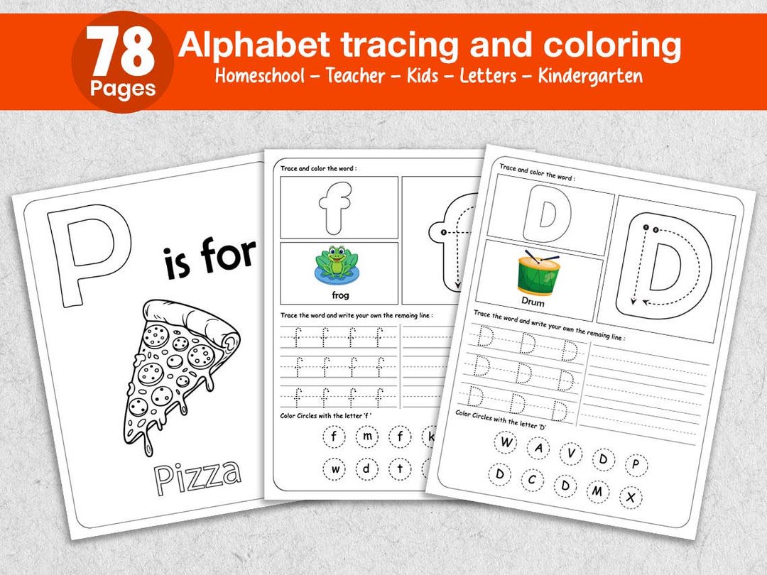 Alphabet Worksheets Printable for Kids | Tracing & Coloring Letters A-Z ...