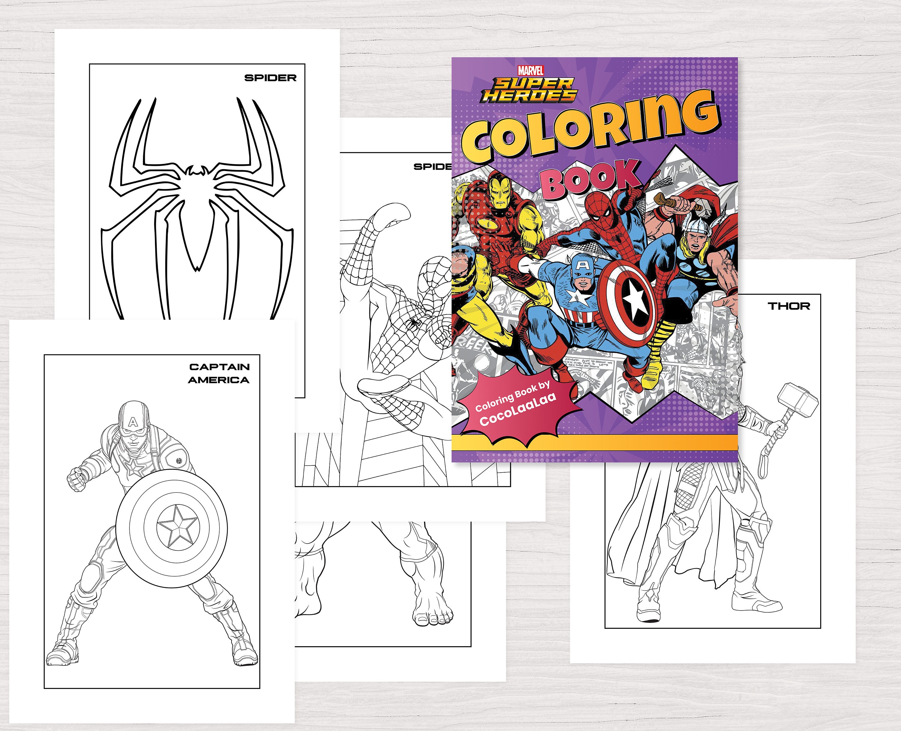 Marvel Superheroes 52 Pages Kids Coloring Book Printable Children's ...
