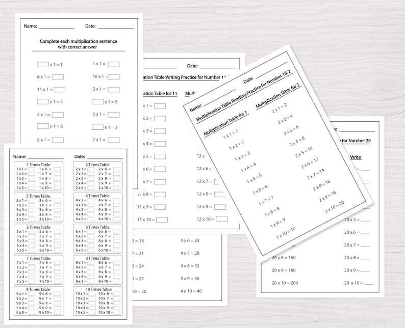 Multiplying Practice Worksheets 43 Pages | 1–20 Math Times Table ...