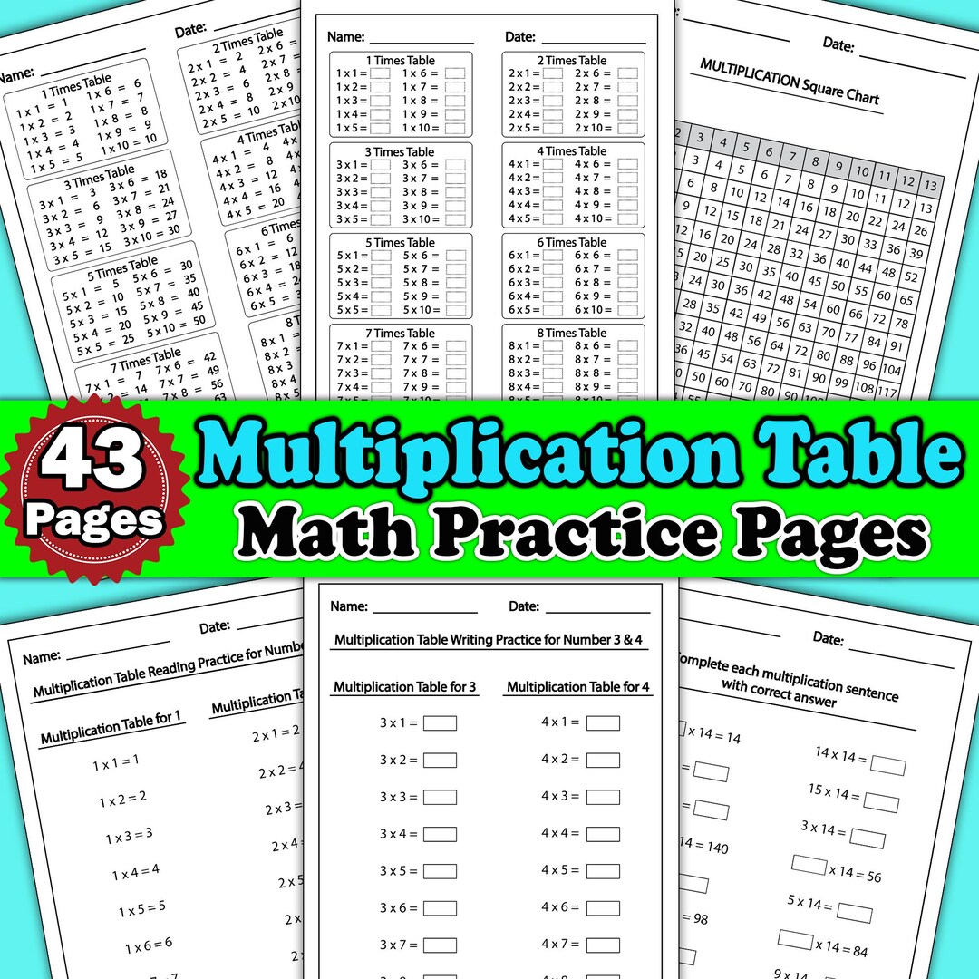 Multiplication Table Worksheets 43 Pages | 1–20 Math Times Table ...
