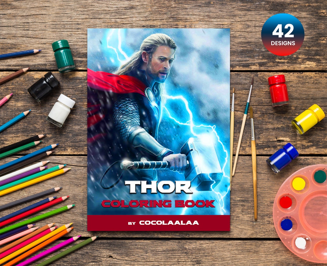 Thor 42 Pages Kids Coloring Book | Printable Children's Superhero ...