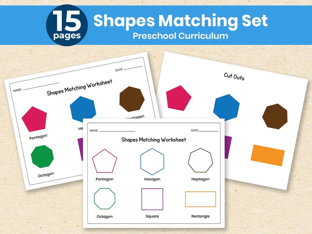 15 Shapes Matching Activity Worksheets for Toddlers, Shapes Worksheets ...