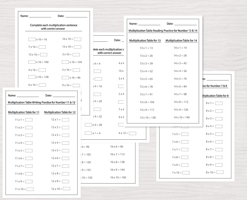 Multiplying Practice Worksheets 43 Pages | 1–20 Math Times Table ...