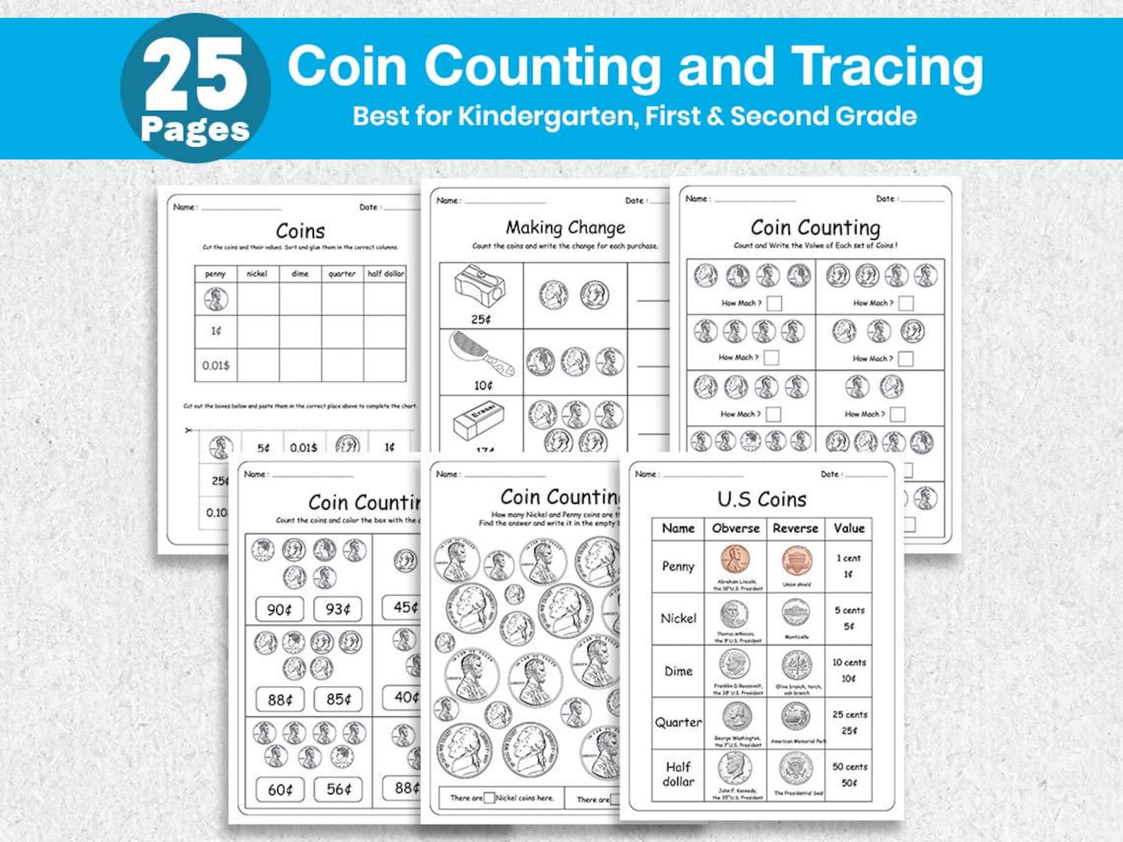 Printable Coin Worksheets for Kids | U.S. Coin Recognition and Counting ...