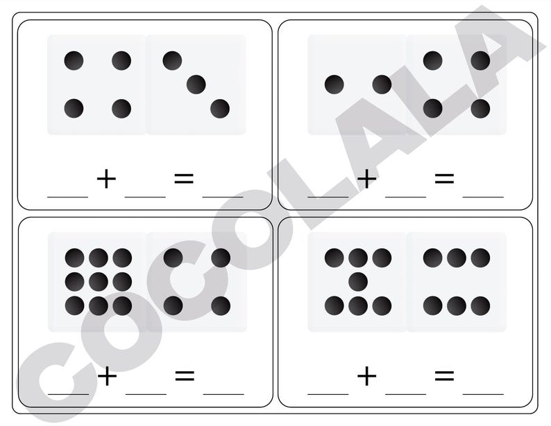 Domino Addition Printable Cards | Math Activity for Preschool ...