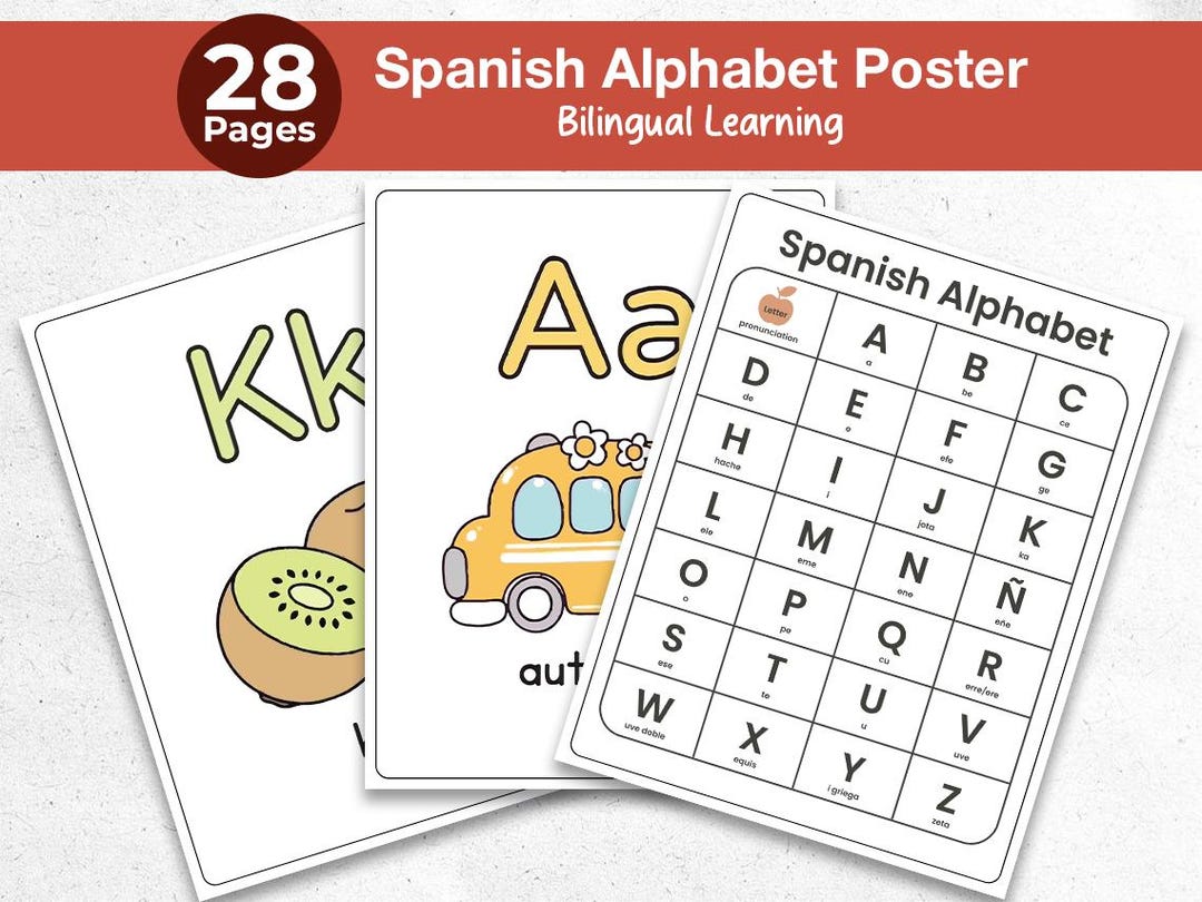 Printable Spanish Alphabet Poster | Alfabeto Ilustrado Para Niños ...