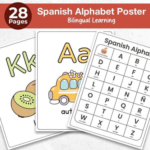 Spanish Alphabet Poster - Etsy
