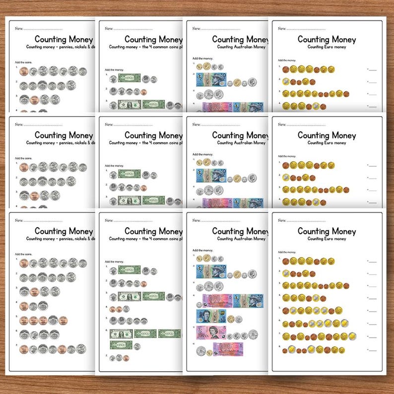 Counting Money Math 2nd Grade Worksheets 63 Pages Summer Workbook for ...