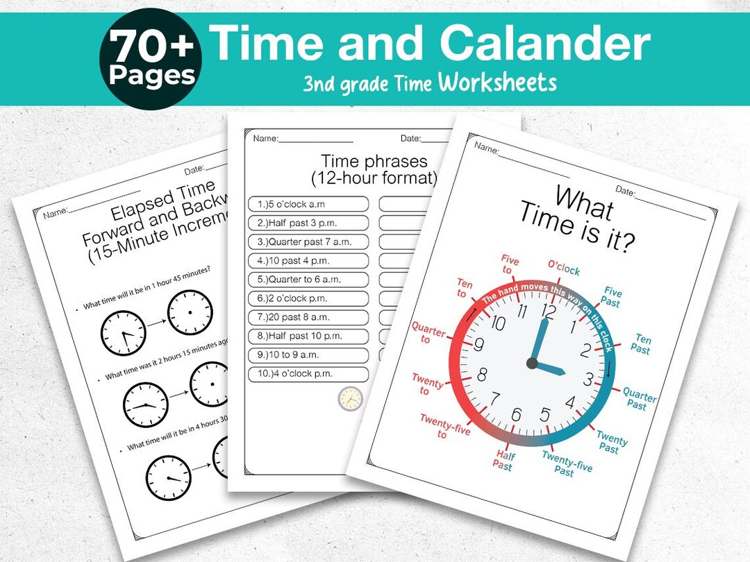 Time & Calendar 3rd Grade Math Worksheets 76 Pages Grade 3 Time ...