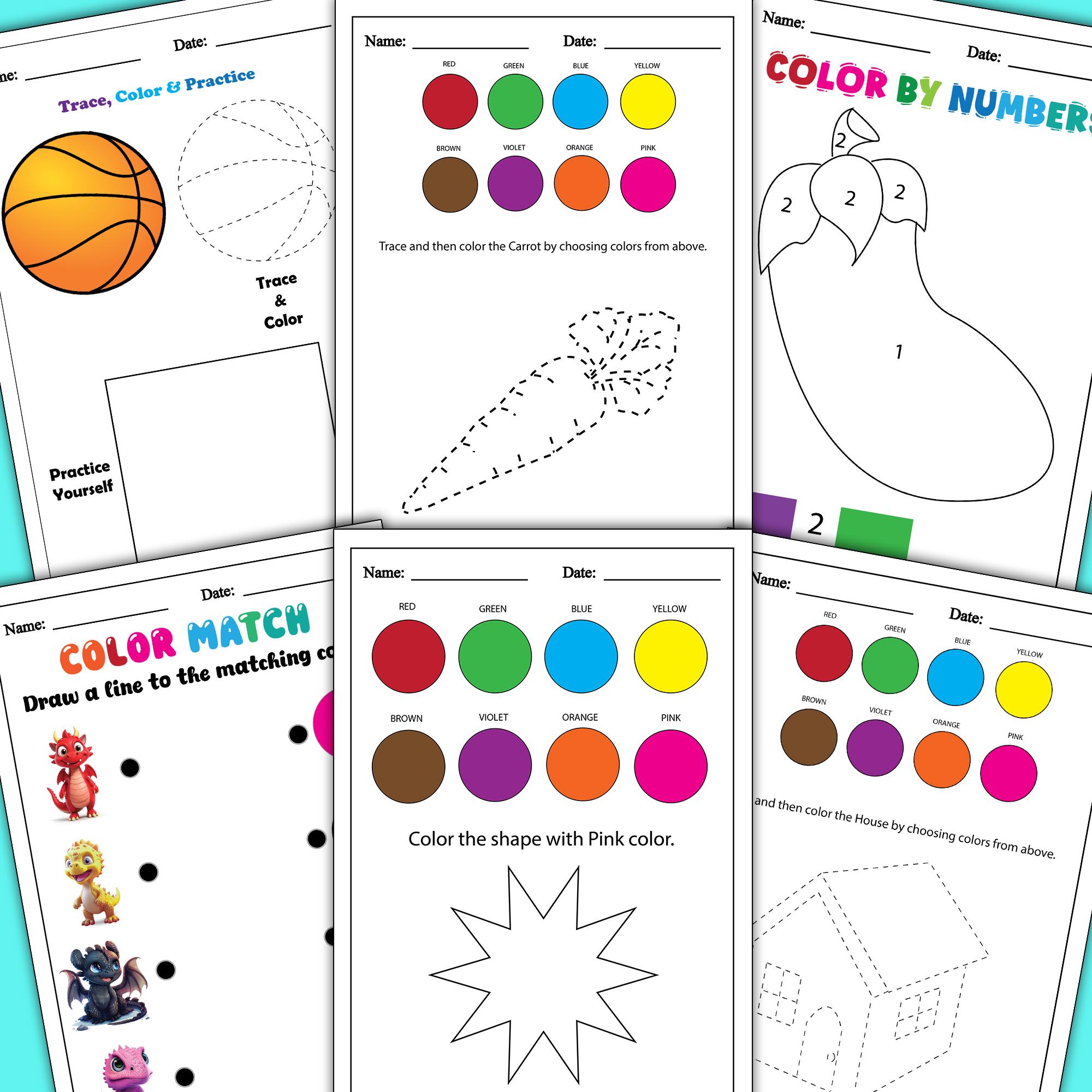 63 Preschool Pre-k Color Learning + Drawing Learning Bundle | Printable ...