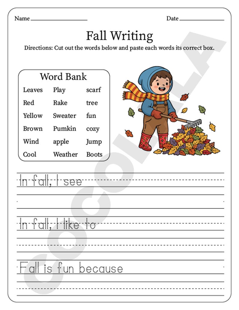First Grade Fall Theme Worksheets Printable | Autumn Math & Literacy ...