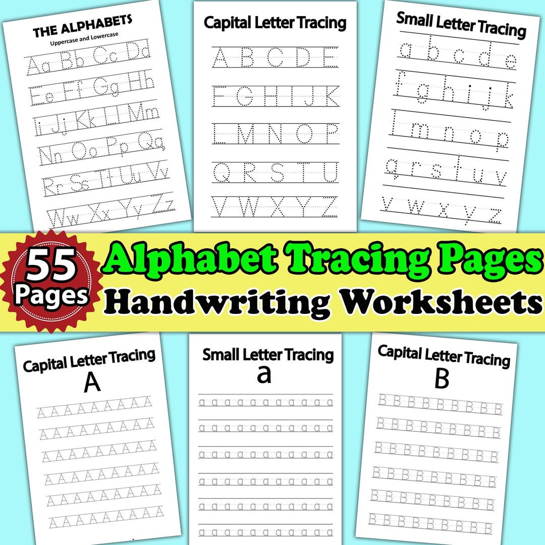 55 Uppercase Lowercase Alphabet Tracing Worksheets | Printable ...