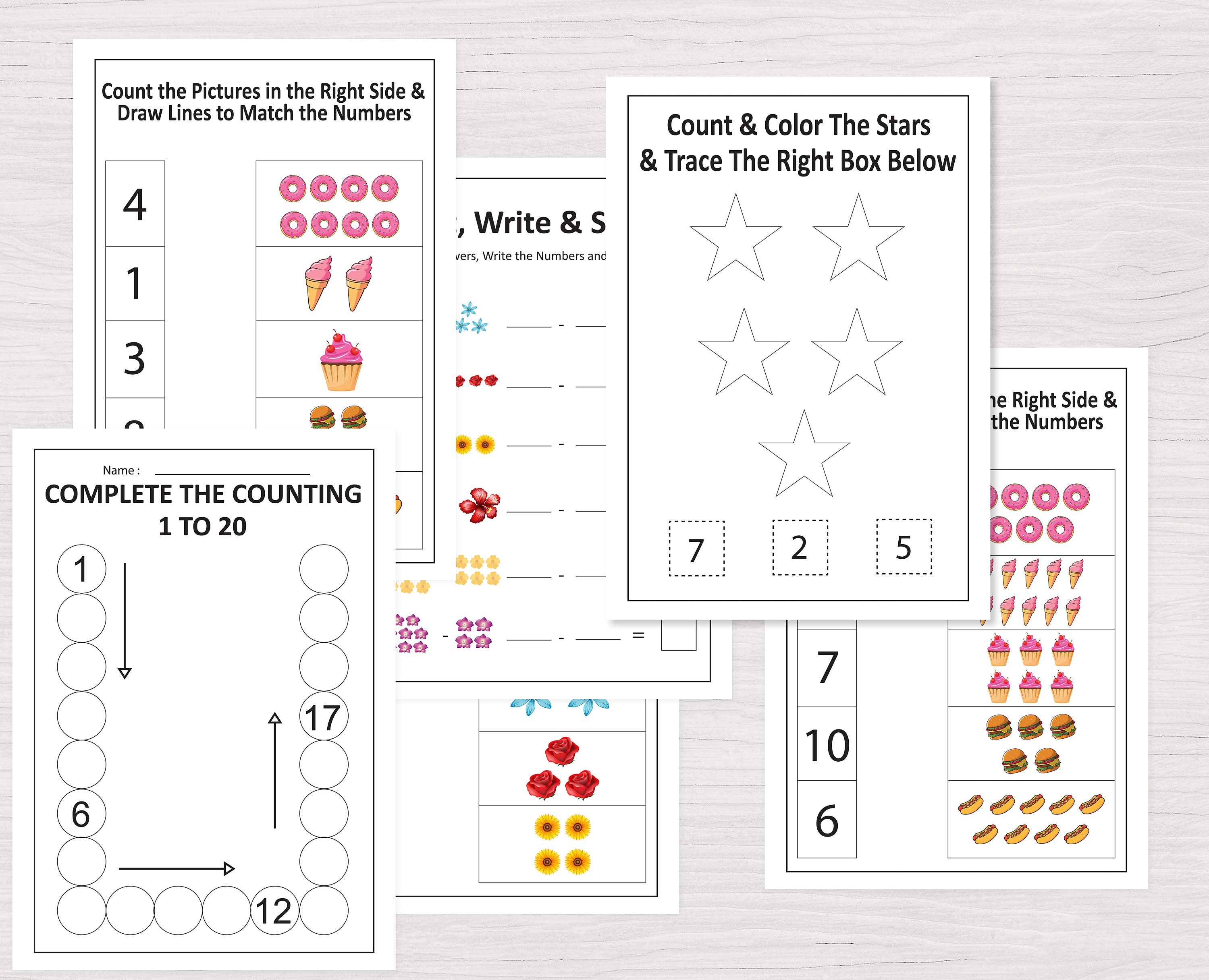 Math Practice Pages Kindergarten Kids 52 Number Worksheet Pages Grade ...