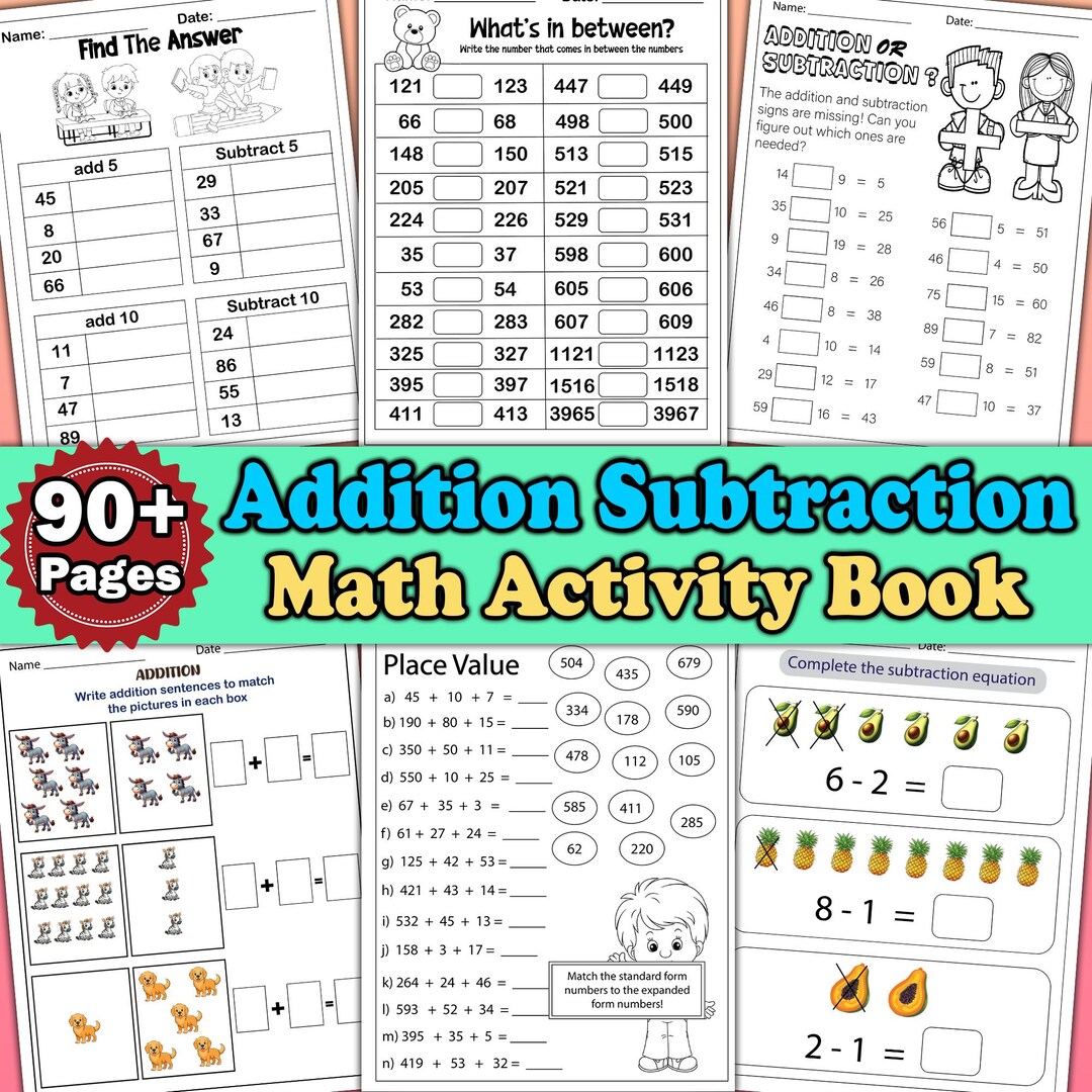 Addition Subtraction Worksheets, 90+ Busy Book Printable Math Sheets ...