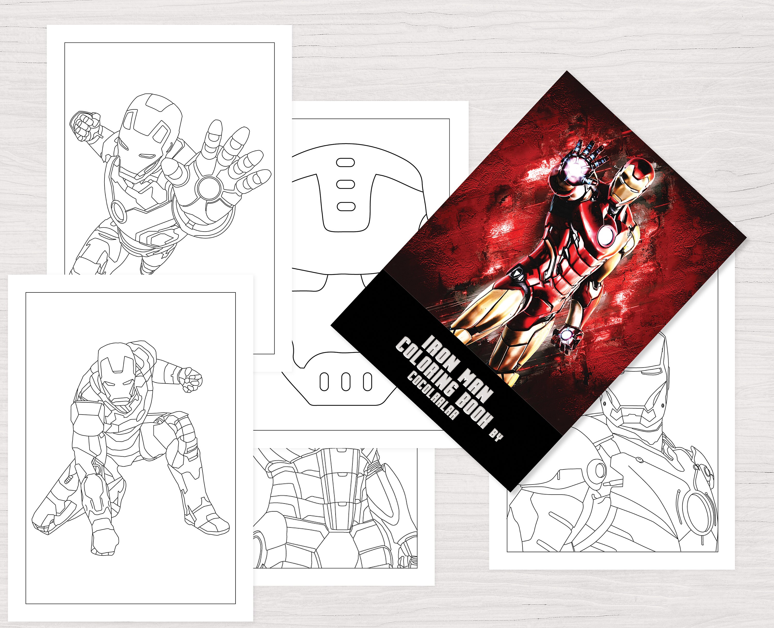 Iron Man 42 Pages Kids Coloring Book | Printable Children's Superhero ...