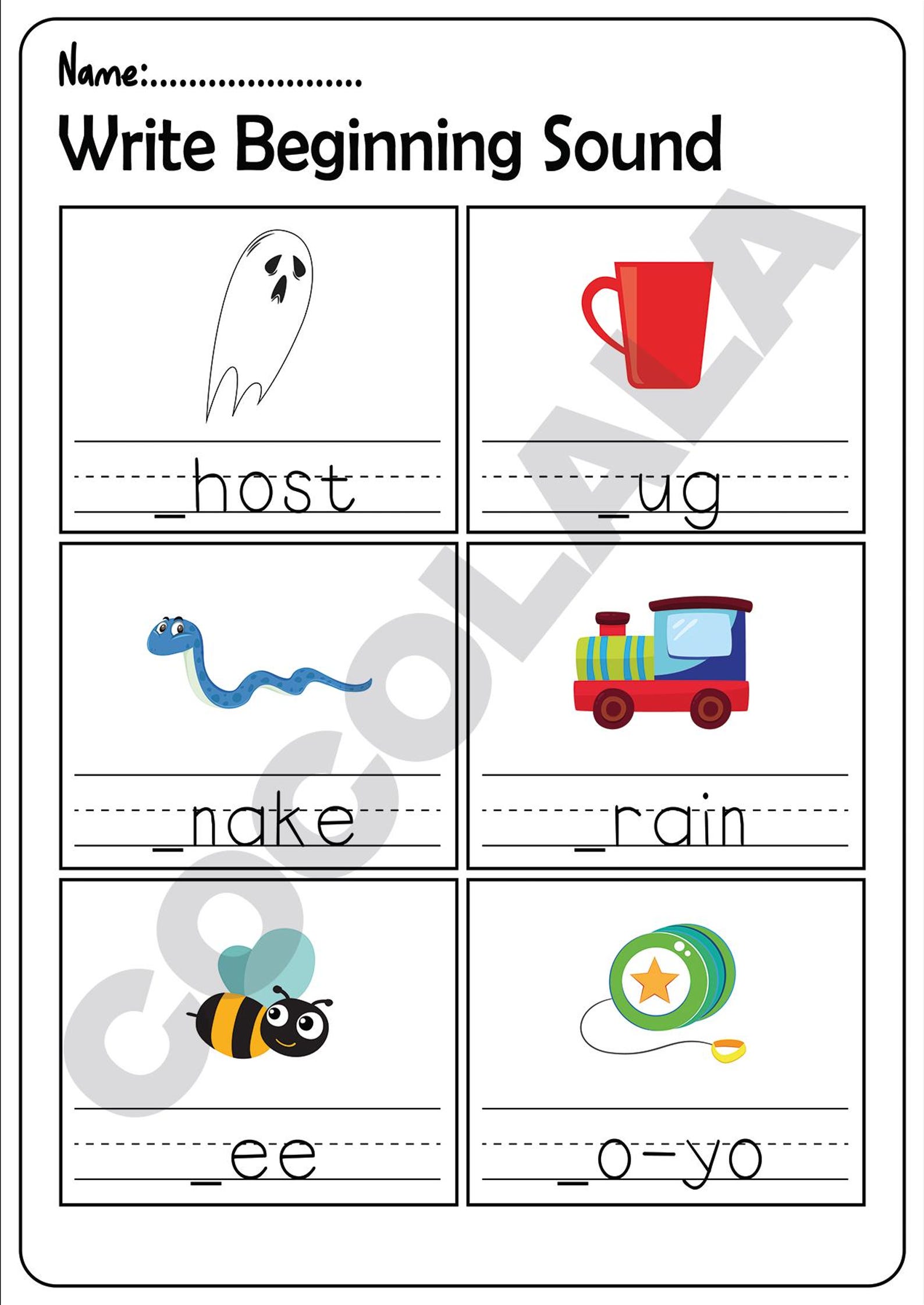 Beginning Sounds Worksheets | Circle, Match and Write the Starting ...