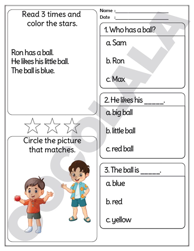 Reading Comprehension Worksheets 50 Pages | Kindergarten & First Grade ...