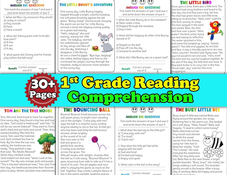 1st Grade Reading Comprehension Worksheets, 31 First Grade Story ...