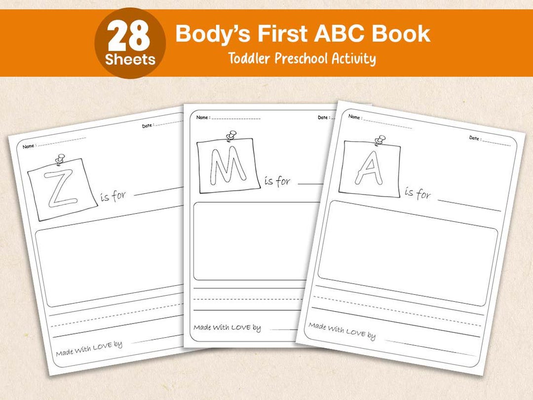 Blank Alphabet Book Printable for Kids - Baby's First ABC Book for ...