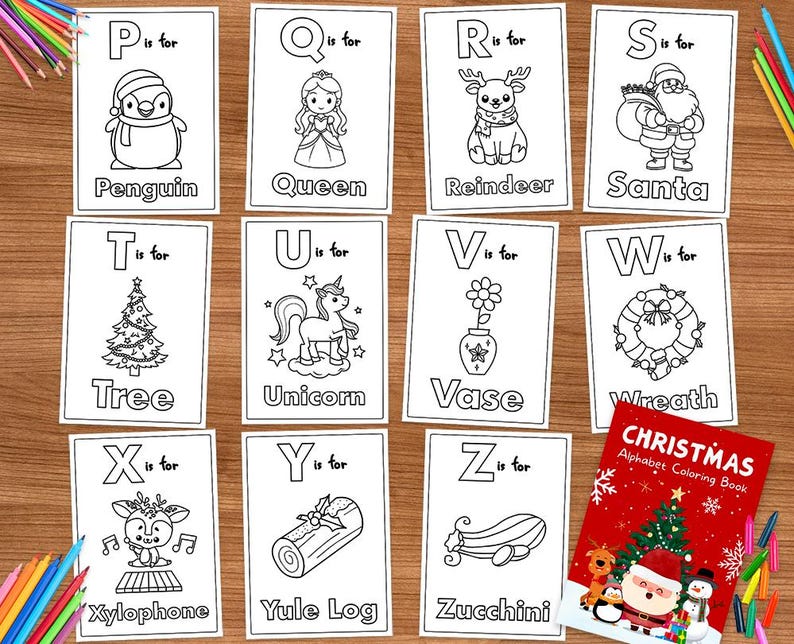26 Christmas Alphabet Coloring Pages, Preschool Activity, Preschool ...