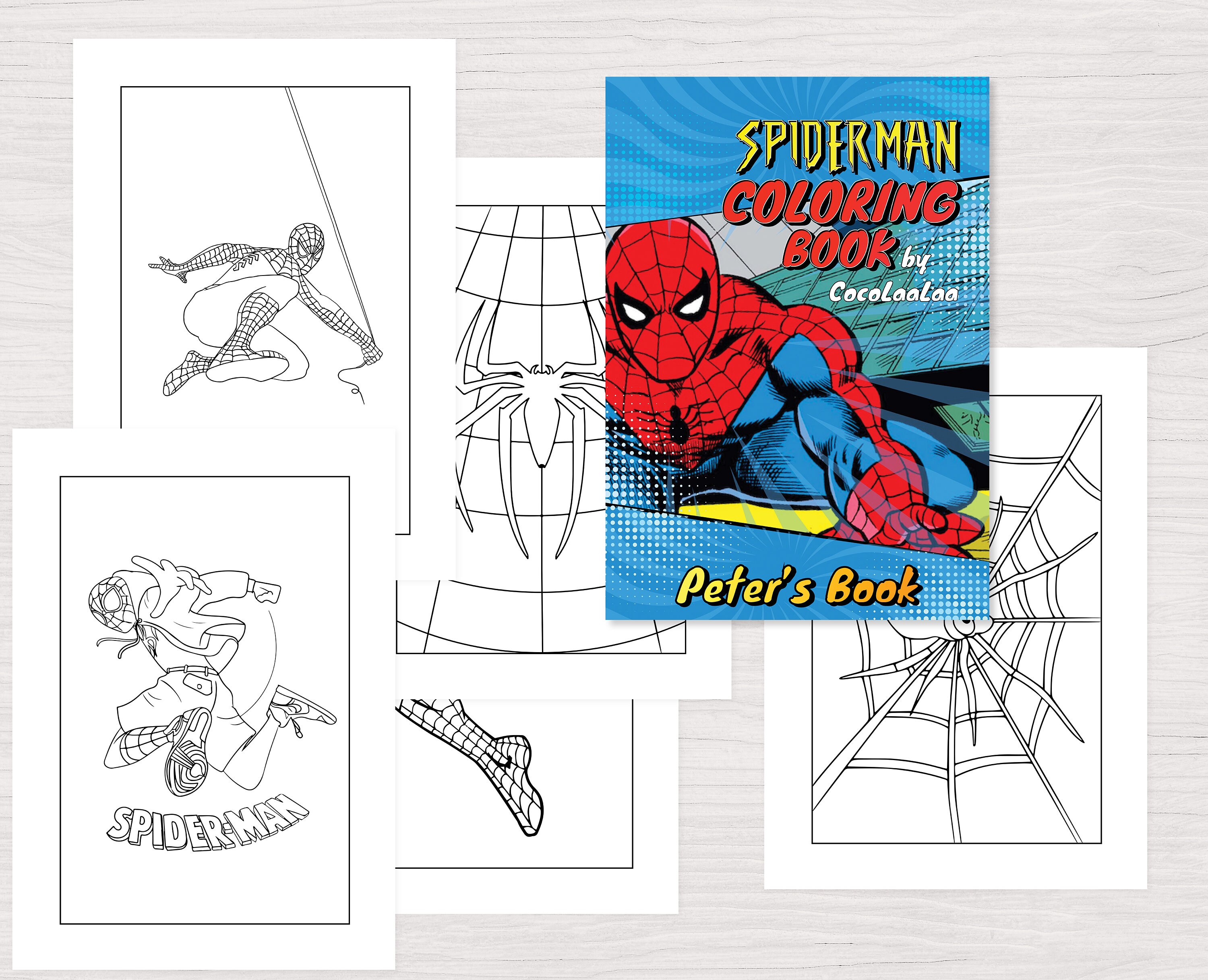 Personalized Spiderman Coloring Pages 44 Pages Superhero Kids Coloring ...