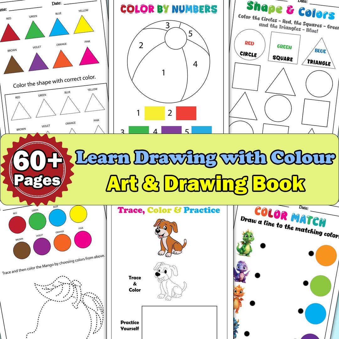 63 Preschool Pre-k Color Learning + Drawing Learning Bundle | Printable ...
