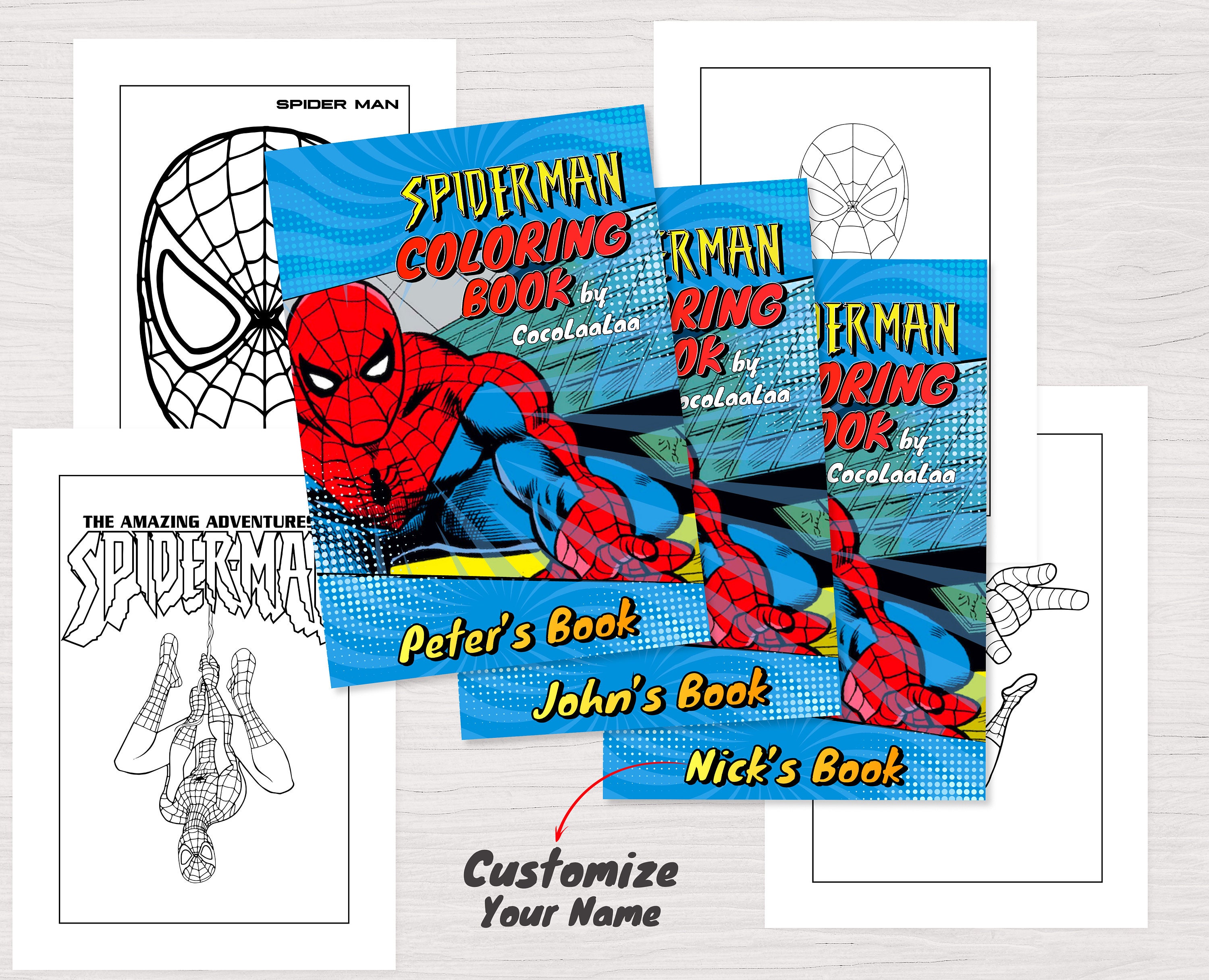 Personalized Spiderman Coloring Pages 44 Pages Superhero Kids Coloring ...