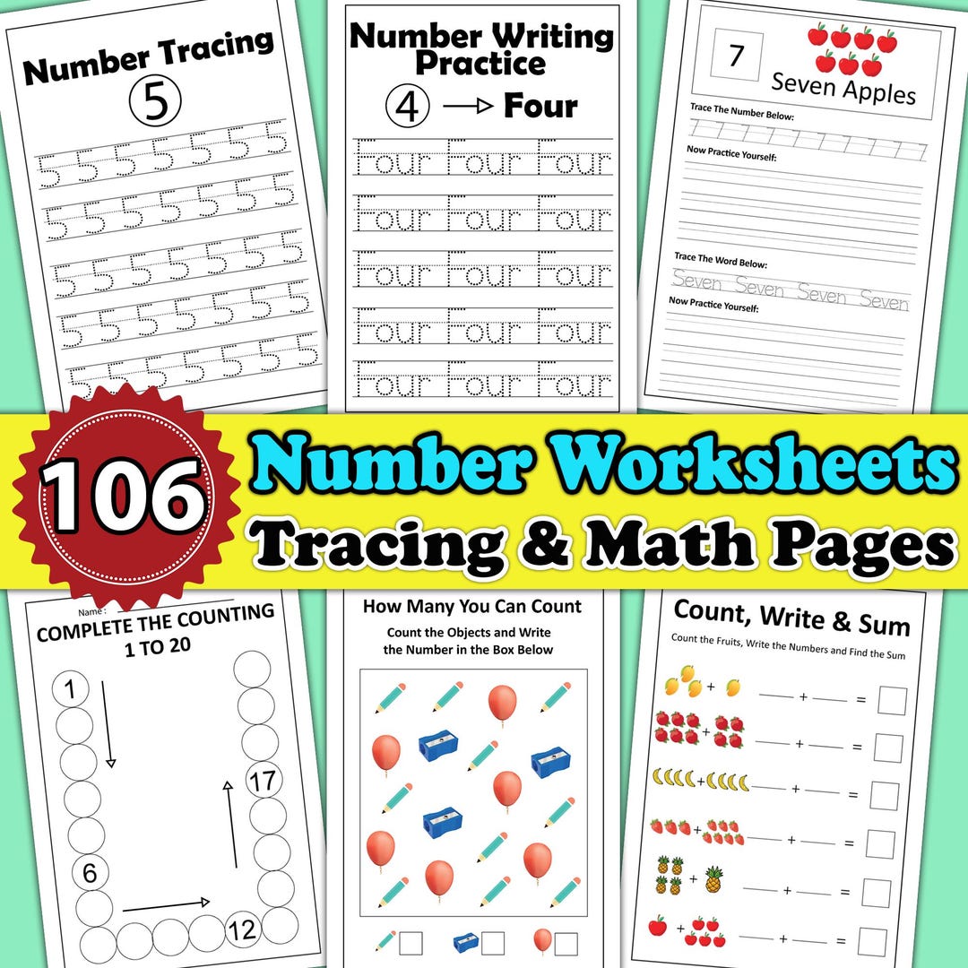 Number Worksheet Pages Preschool Math Pages Grade One Math Practice ...
