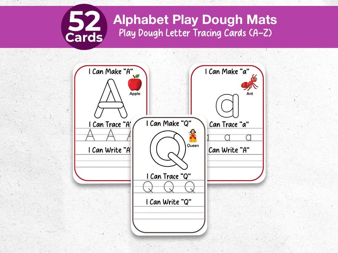 Alphabet Play Dough Mats Printable - 26 Uppercase and Lowercase Letter ...