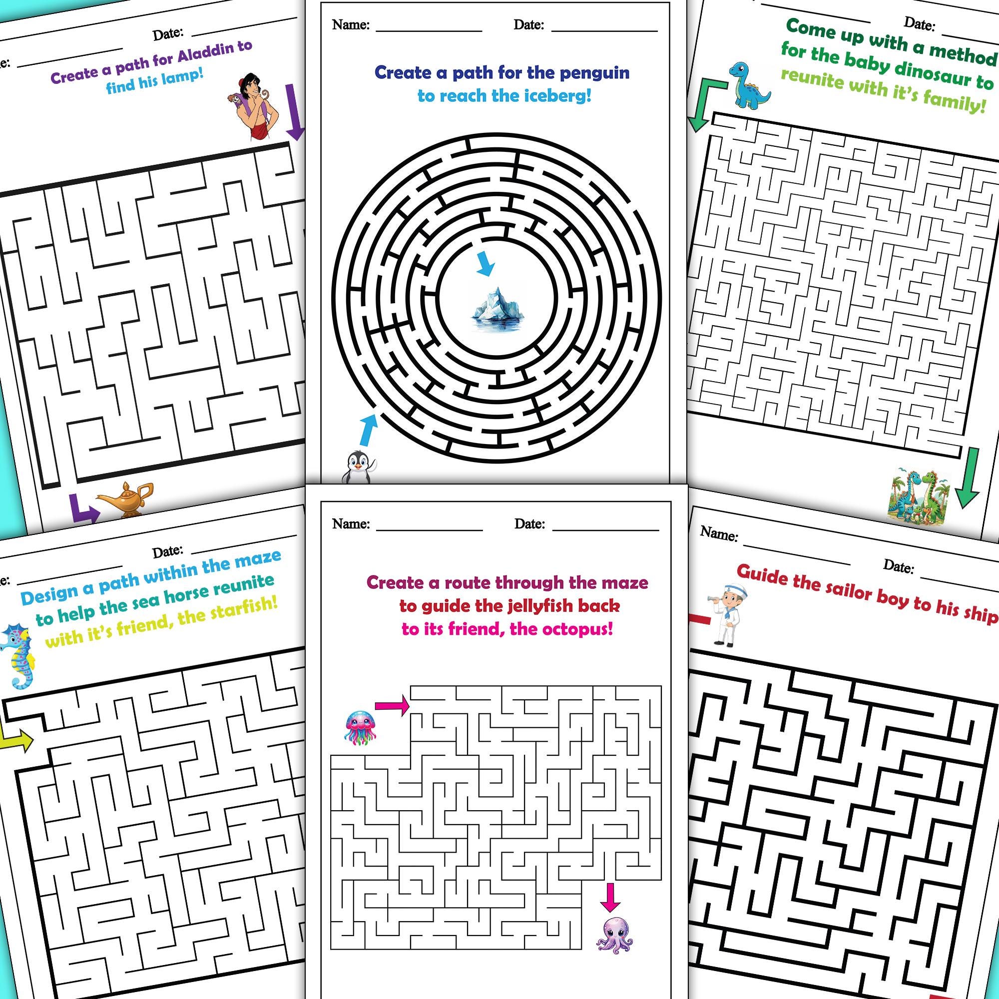 33 Labyrinth Easy Mazes | Labyrinth Activity Book | Kids Puzzle Maze ...