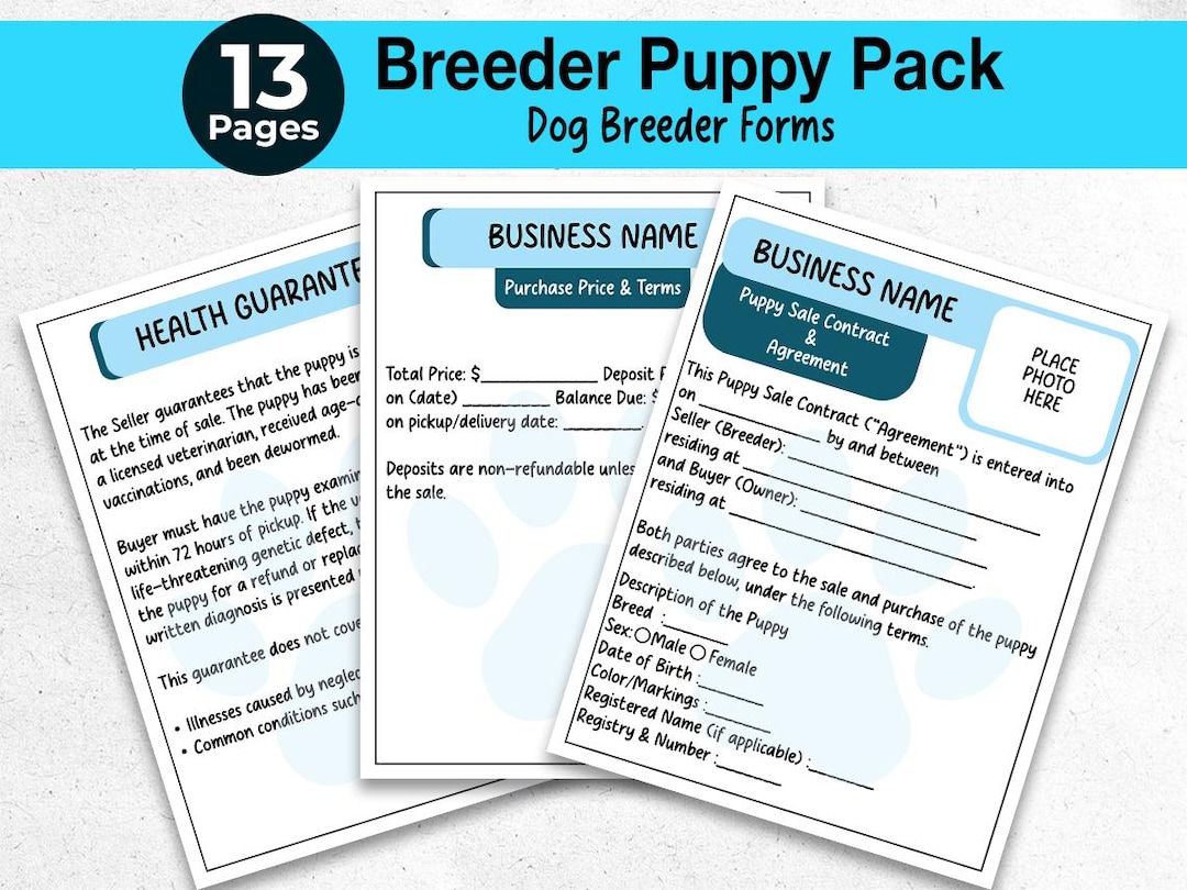 Editable Puppy Pack for Breeders – Dog Breeder Records, Vaccination ...