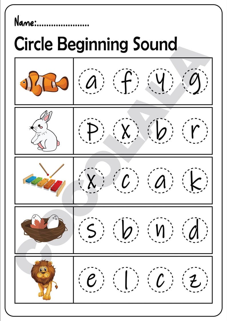 Beginning Sounds Worksheets | Circle, Match and Write the Starting ...