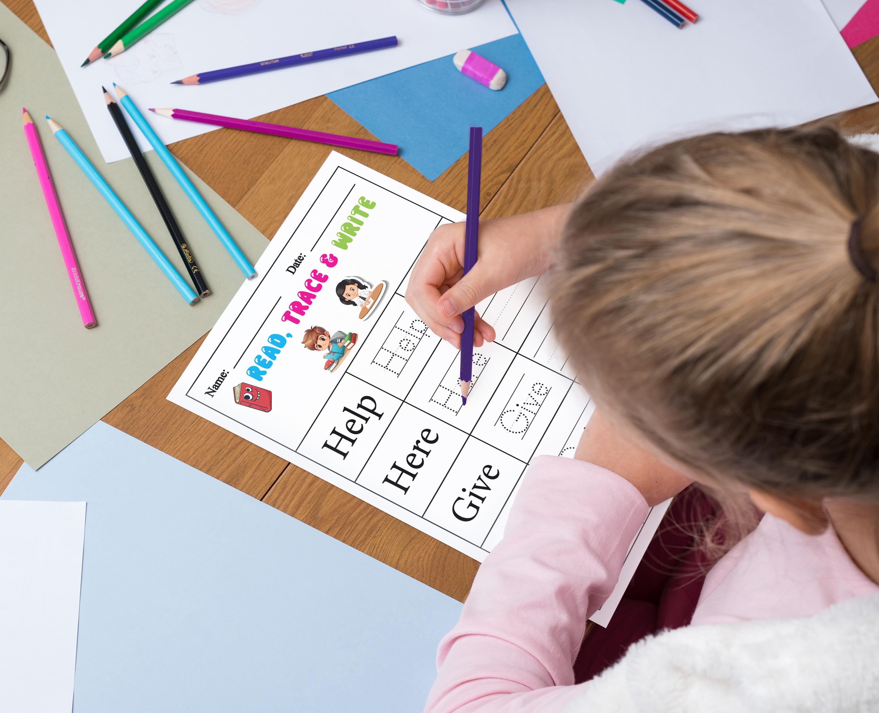 50 Sight Words Practice Pages, Printable Kindergarten Sight Words ...