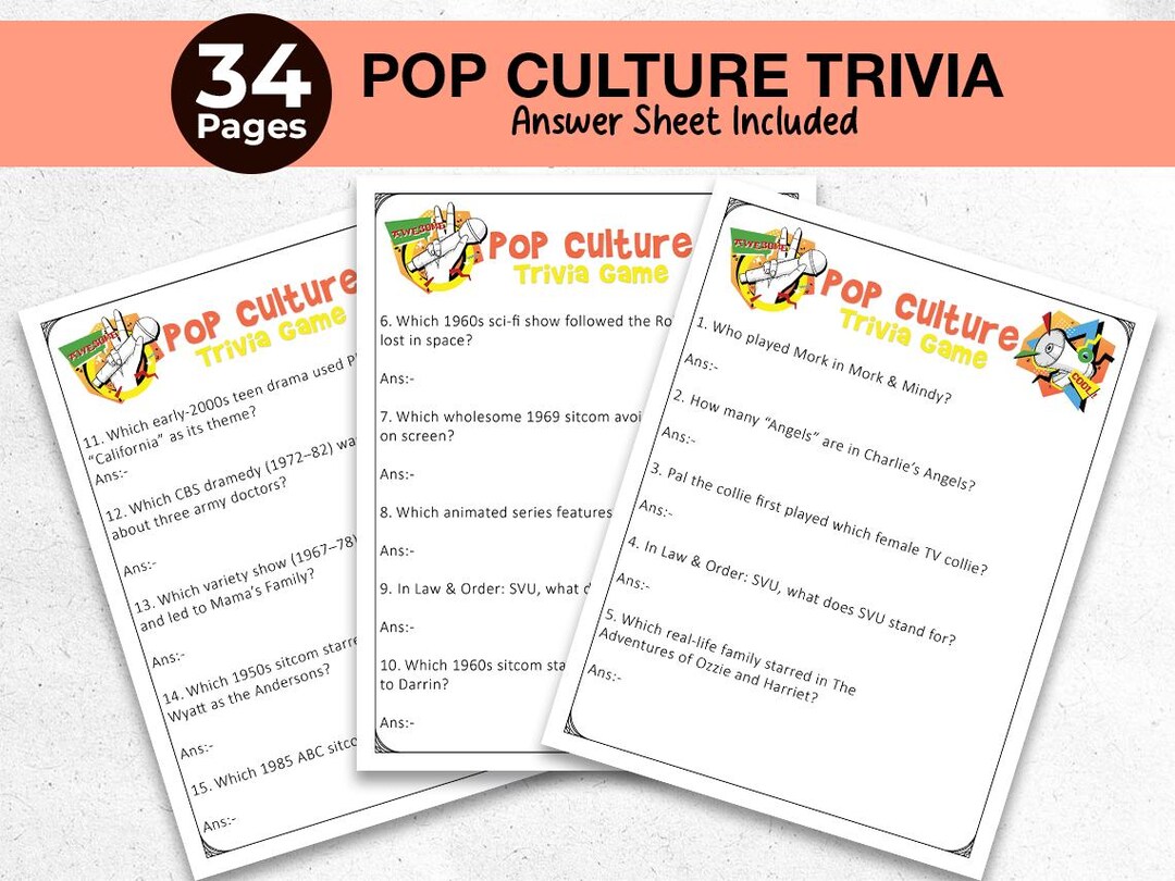 Pop Culture Trivia Game Printable | Guess Which Came First Quiz | Party ...
