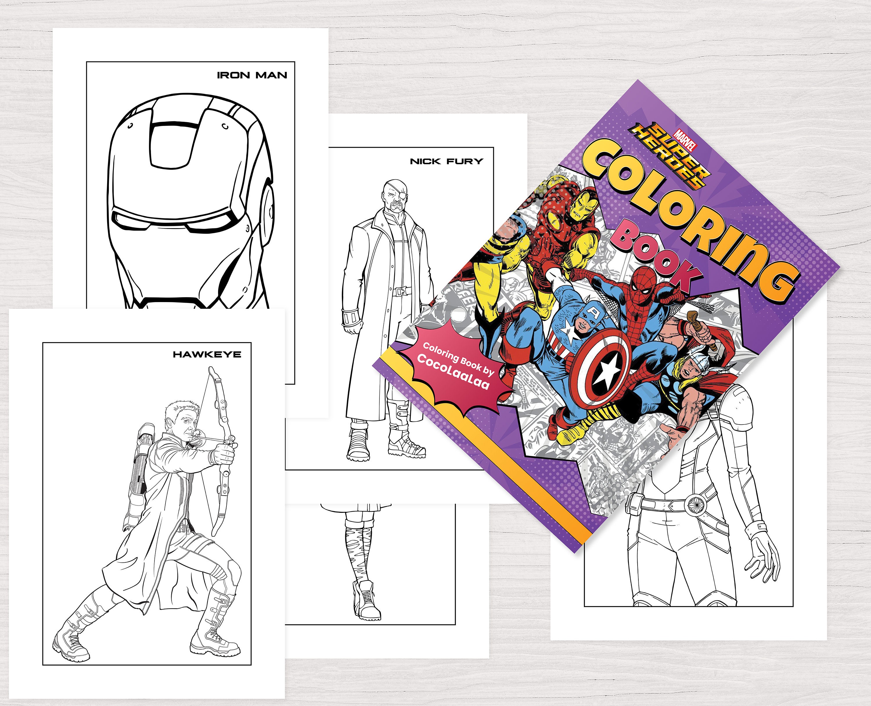 Marvel Superheroes 52 Pages Kids Coloring Book Printable Children's ...